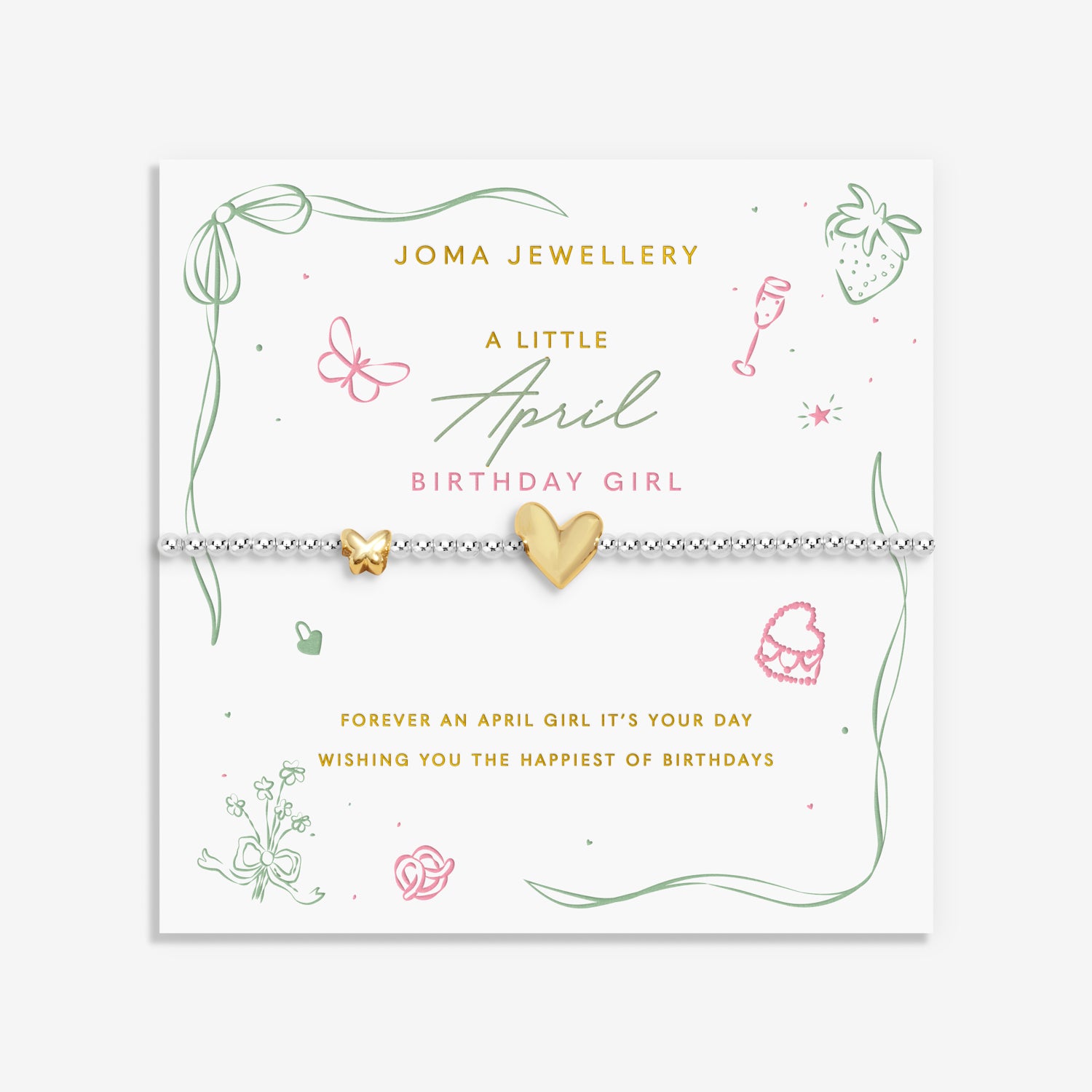 Birth Month A Little April Silver & Gold Plated Bracelet